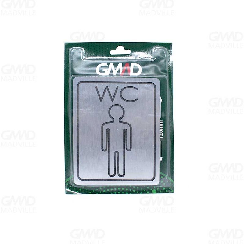Placa de Sinalização WC Masculino Alumínio - GMAD