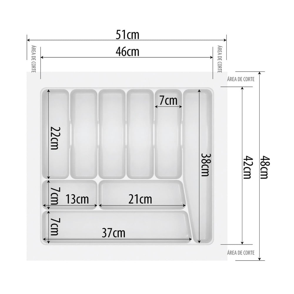 Divisor de Talheres 034 510x480mm Branco - Cango - GMAD