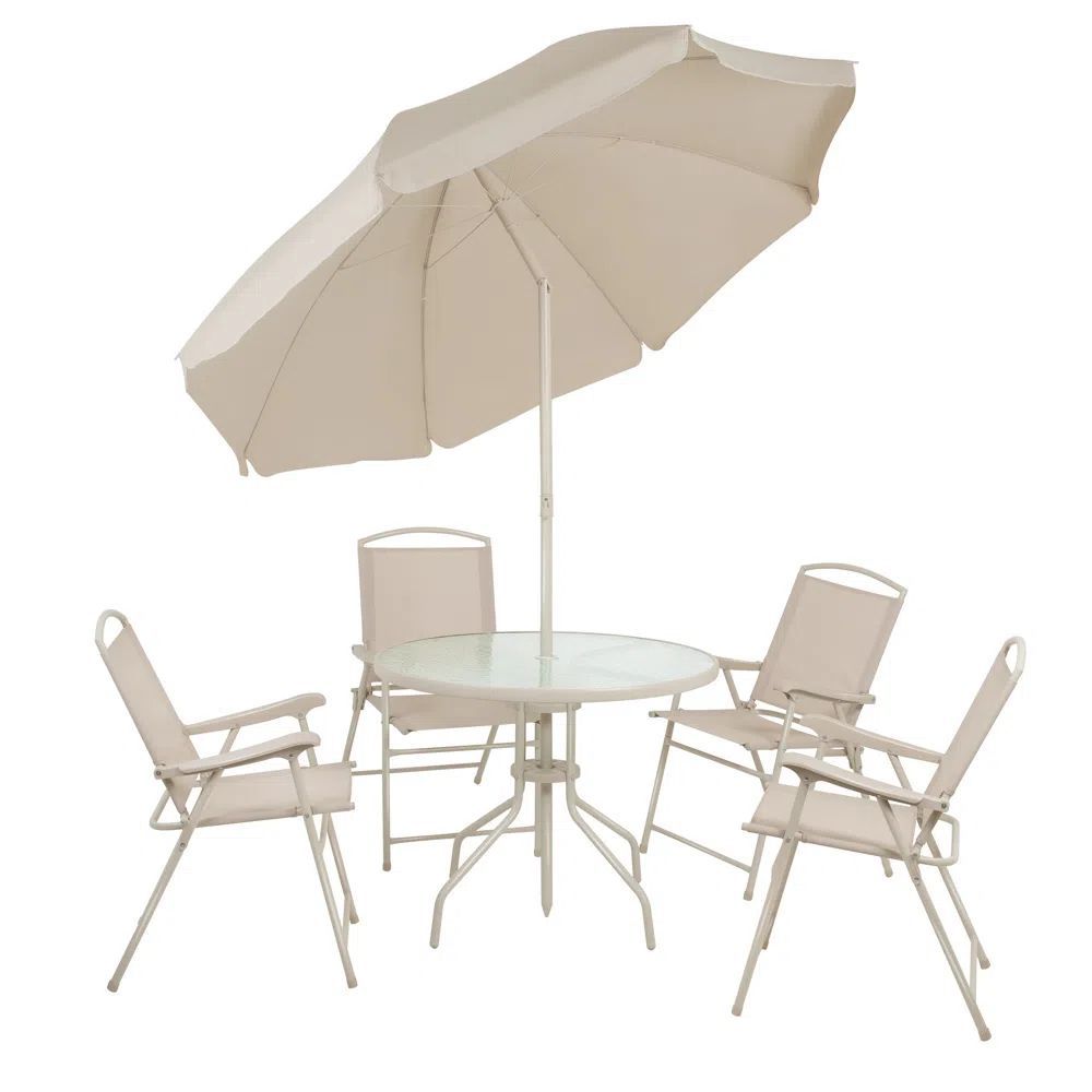 Conjunto Mesa Com 4 Cadeiras E Guarda-sol Malibu - Mor - GMAD